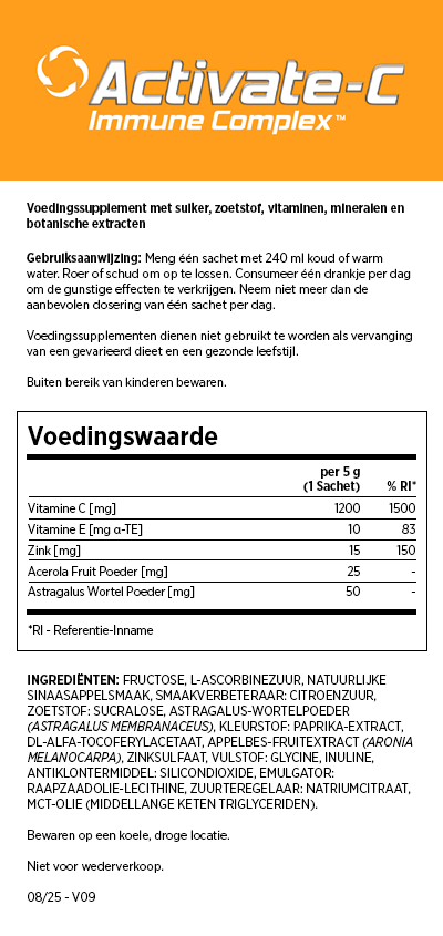 Activate-C Immune Complex™ Voedingssupplement Mixdrankje - Sinaasappelsmaak