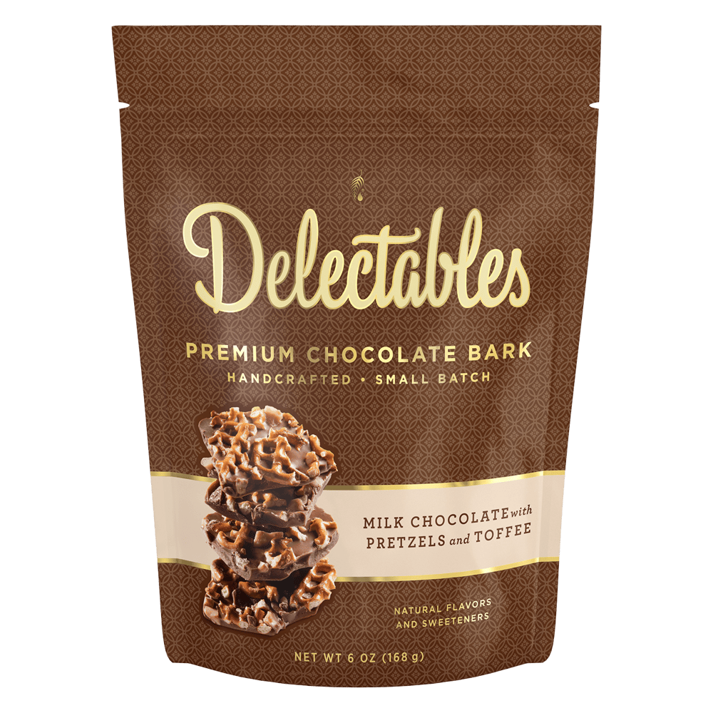 Delectables Chocolate Barks – Milk Chocolate with Pretzels and Toffee