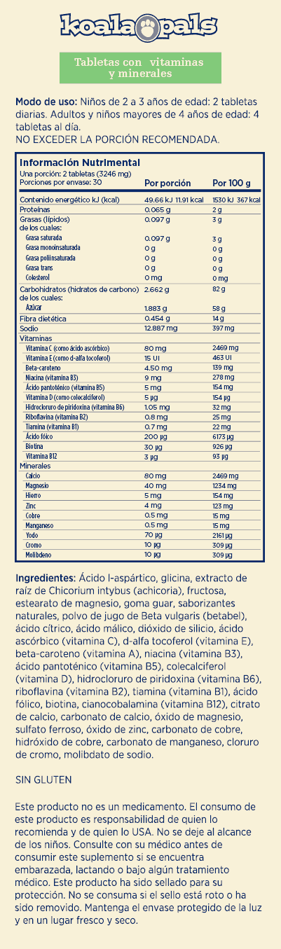 Multivitamínico masticable Koala Pals