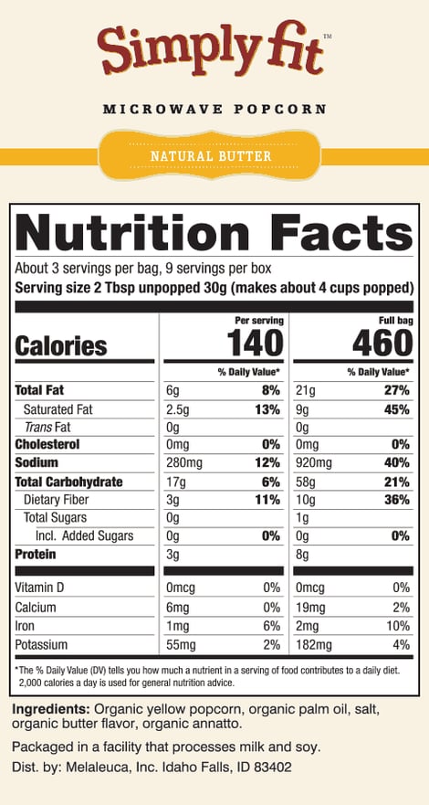 Simply Fit™ Microwave Popcorn: Natural Butter