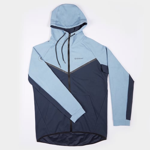 Mens Tech Fleece Hoodie: Blue — Large