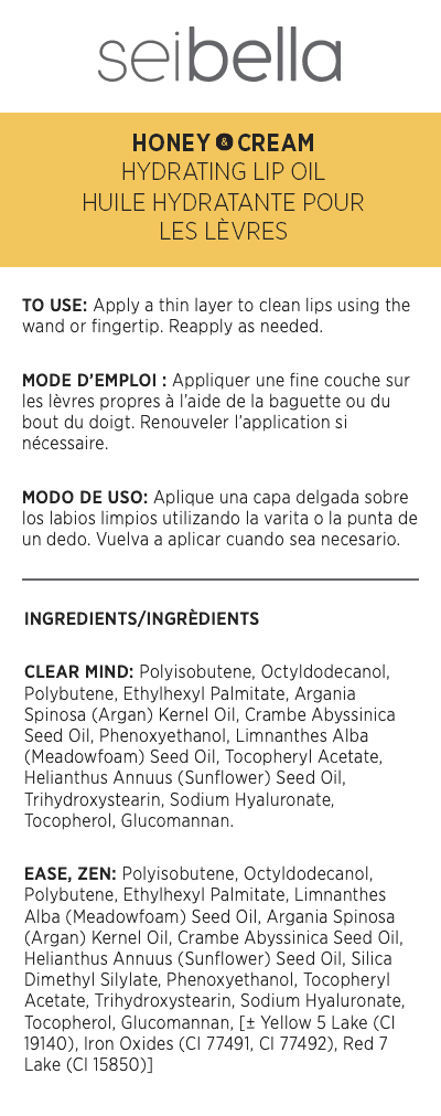 Sei Bella Honey & Cream Hydrating Lip Oil: Clear Mind