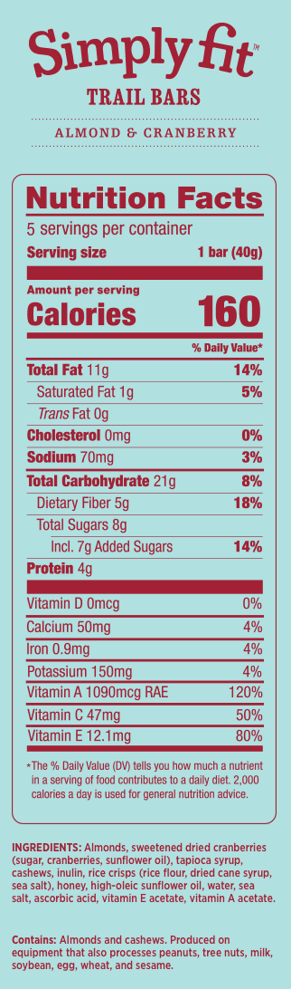 Simply Fit™ Trail Bars: Almond & Cranberry