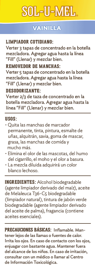 Sol-U-Mel limpiador 3 en 1: Vainilla