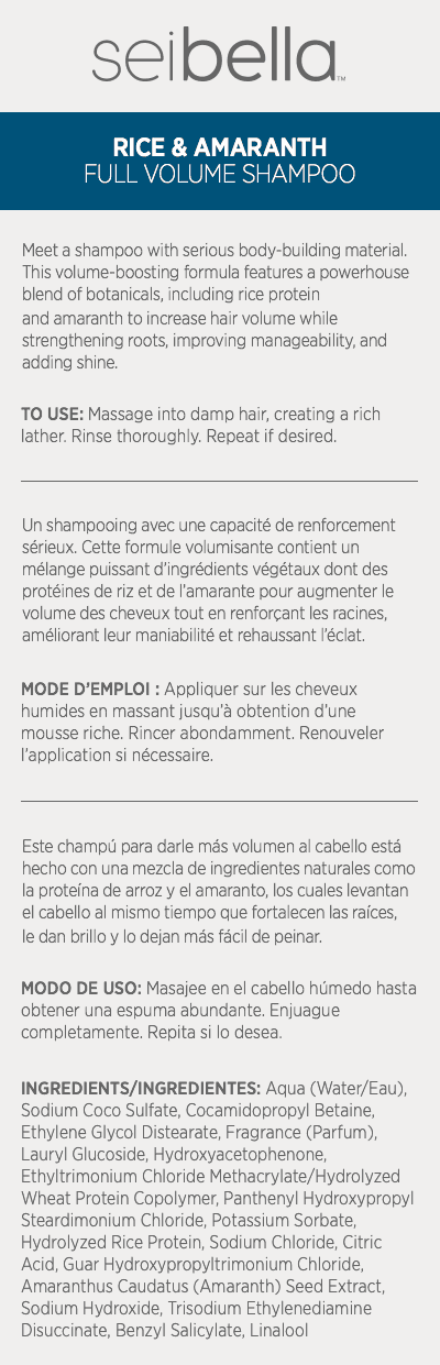 Sei Bella Rice & Amaranth Full Volume Shampoo - Outlet Store